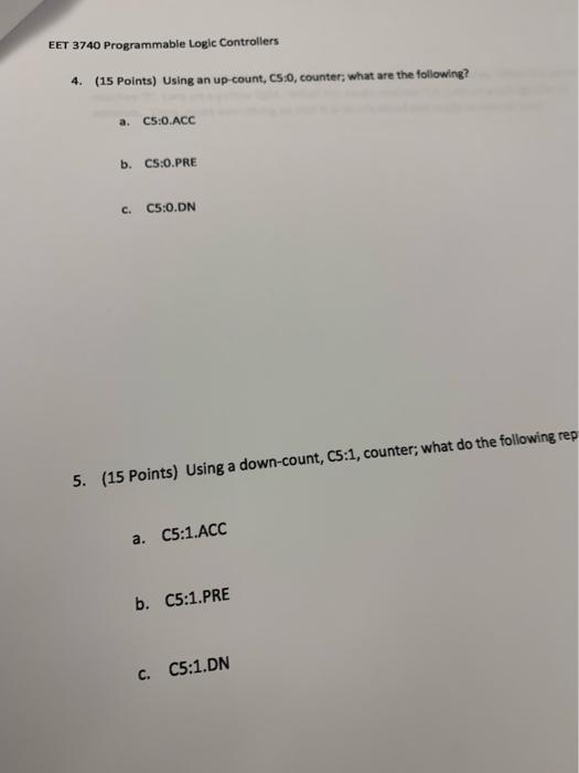 Solved EET 3740 Programmable Loglc Controllers 4. (15 | Chegg.com