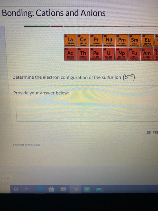 Solved Bonding: Cations and Anions Pr Nd Pm Sm AC Th Pa U Np | Chegg.com