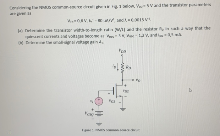 Solved Considering the NMOS common-source circuit given in | Chegg.com