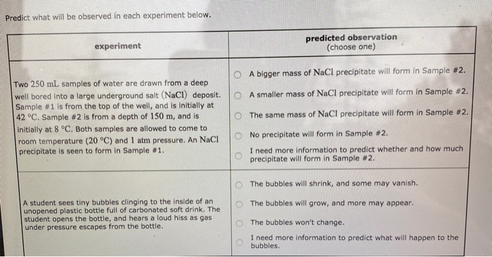 Solved Predict what will be observed in each experiment | Chegg.com Solved Predict what will be observed in each experiment | Chegg.com