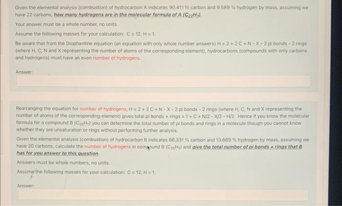 Solved Given the elemental analysis (combustion) of | Chegg.com