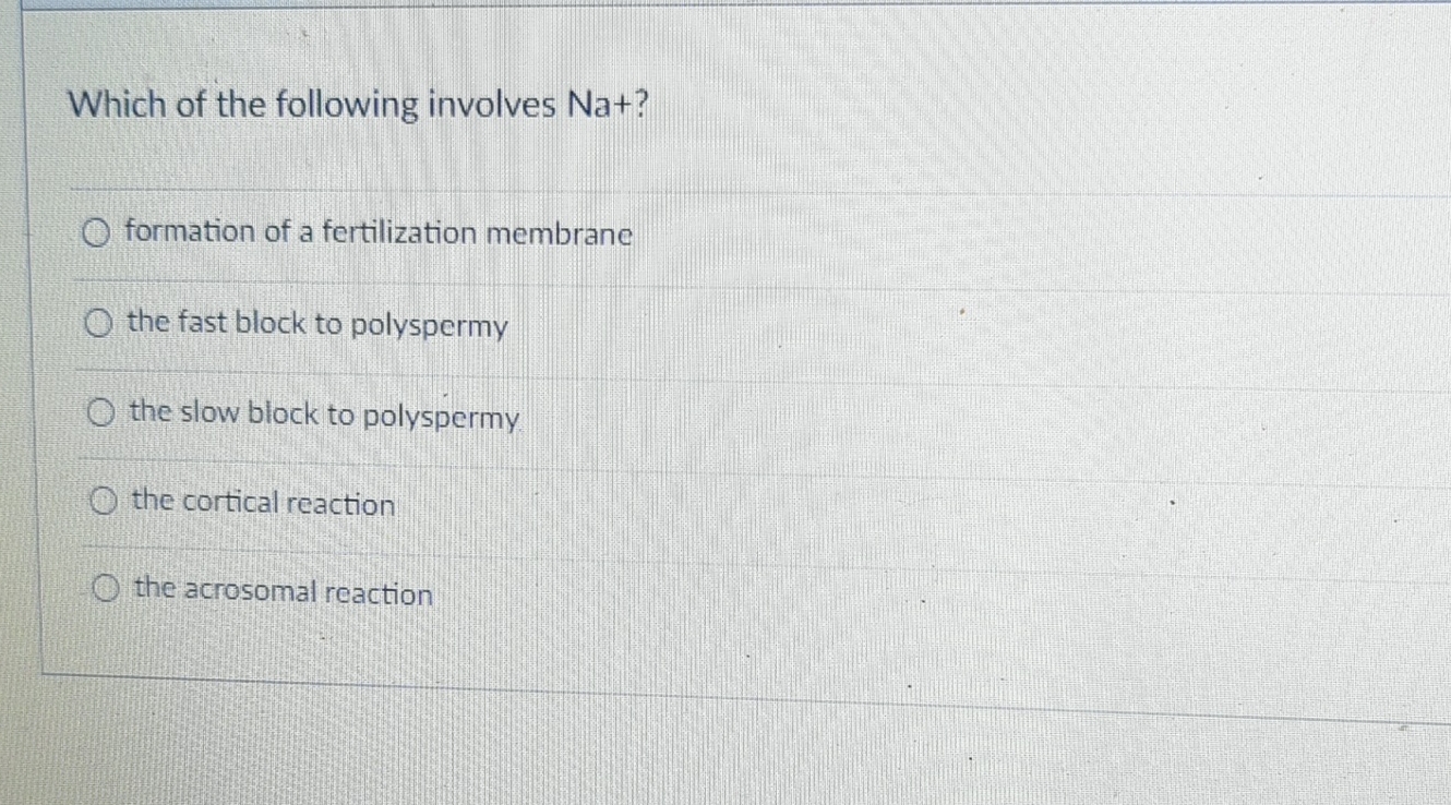 Solved Which of the following involves Na+ ? ﻿formation of | Chegg.com