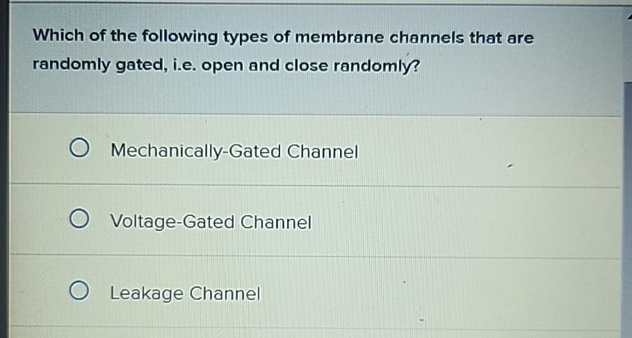 Solved Which of the following types of membrane channels | Chegg.com
