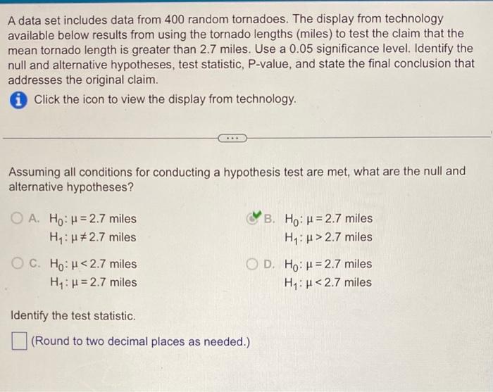 A data set includes data from 400 random tornadoes. | Chegg.com