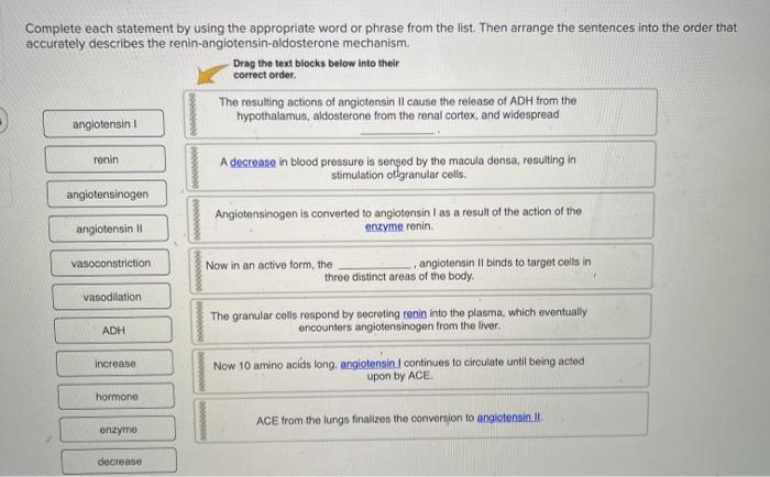 Solved Complete each statement by using the appropriate word | Chegg.com