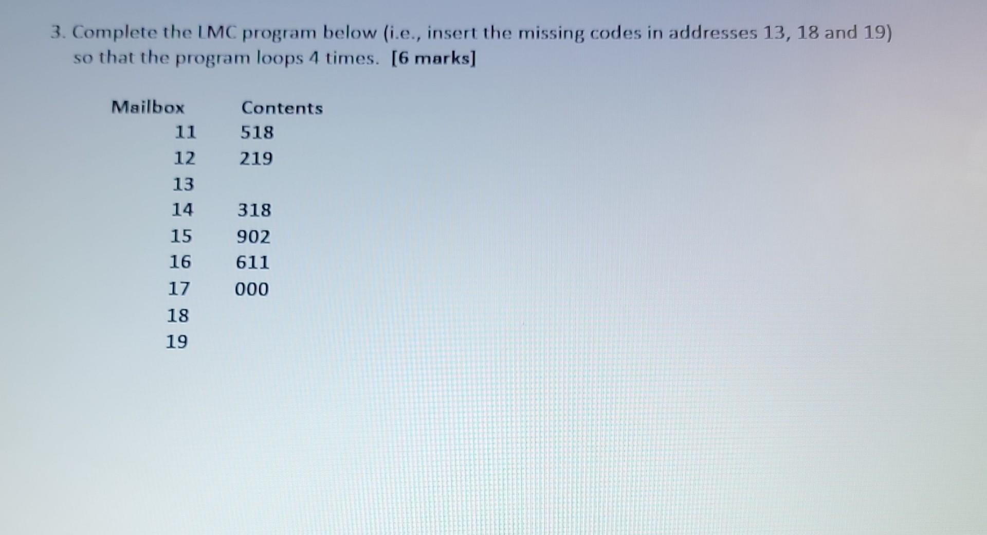Solved Apply the LMC instruction set below to answer | Chegg.com