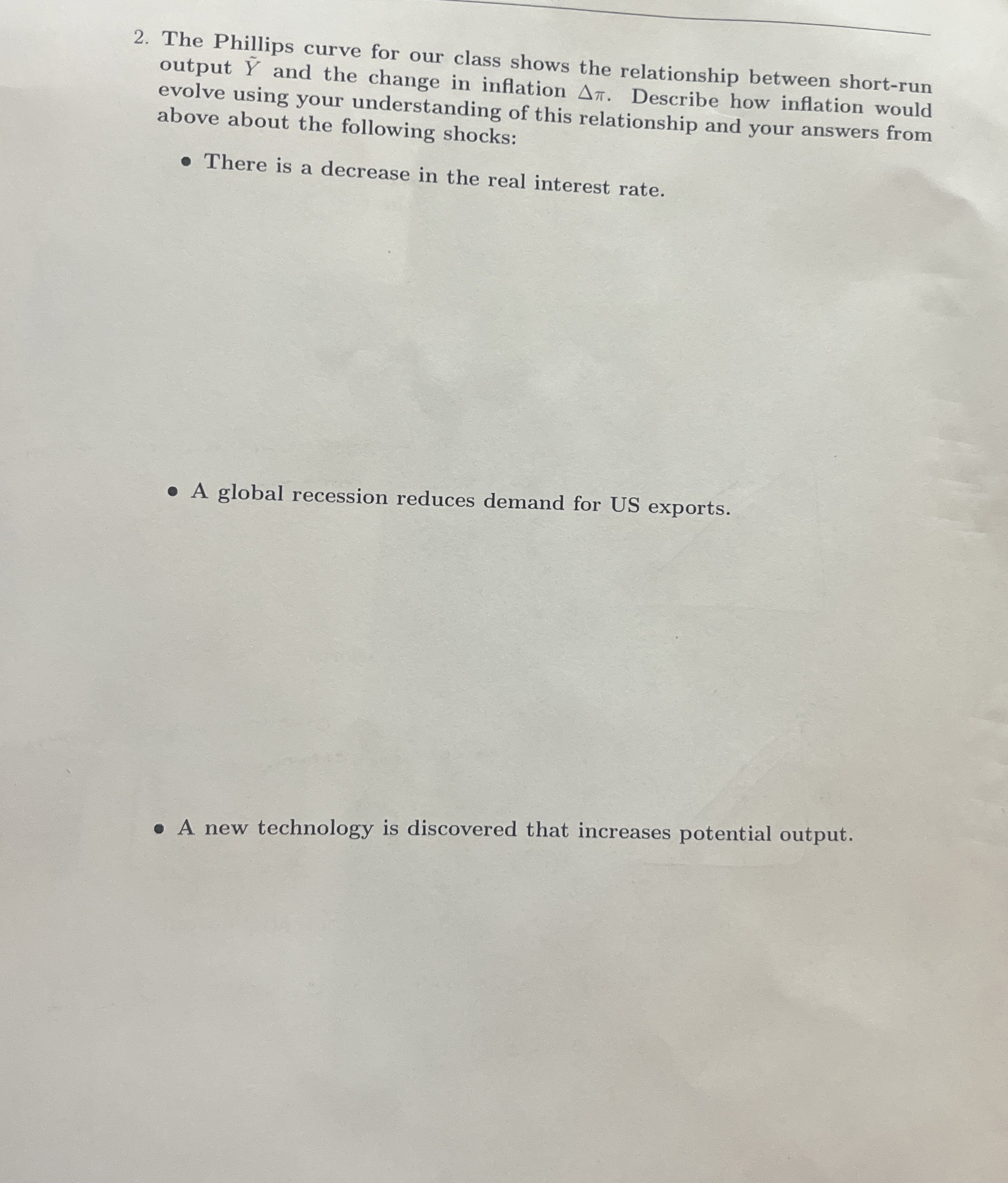 Solved The Phillips curve for our class shows the | Chegg.com