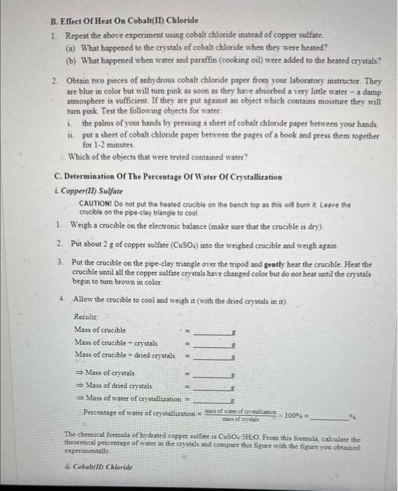 Solved CRYSTALS AND WATER OF CRYSTALLIZATION The most | Chegg.com