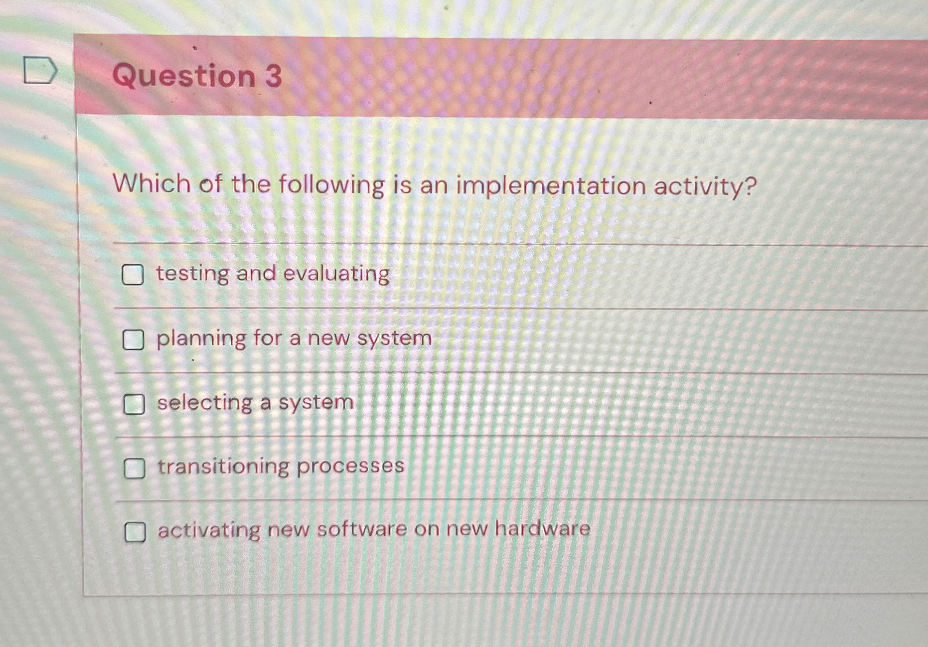 Solved Question 3Which of the following is an implementation | Chegg.com