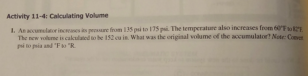 Solved Activity 11-4: Calculating VolumeAn accumulator | Chegg.com