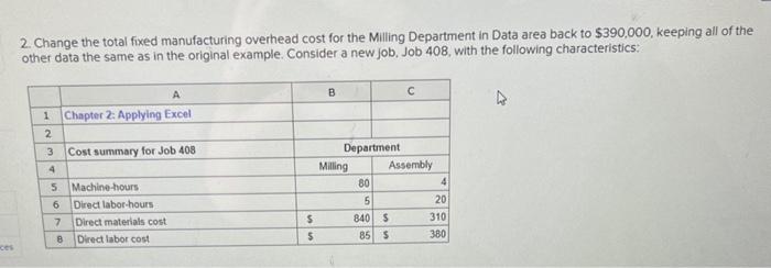 Solved 2. Change the total fixed manufacturing overhead cost | Chegg.com