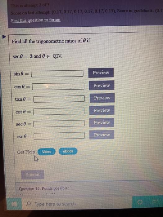 Solved Find all the trigonometric ratios (rounded to 2 | Chegg.com