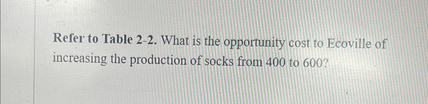 Solved Refer to Table 2-2. ﻿What is the opportunity cost to | Chegg.com