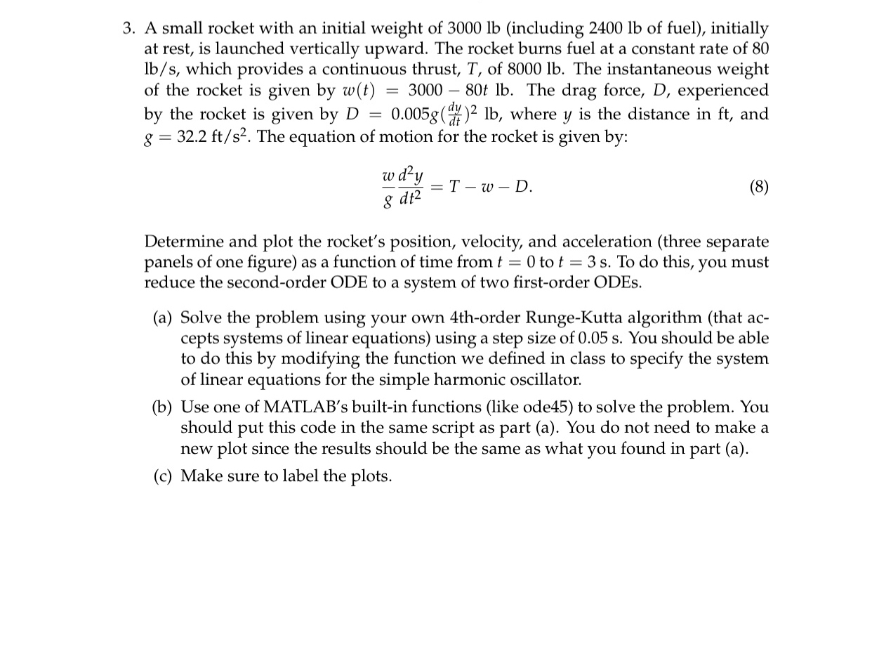 A small rocket with an initial weight of | Chegg.com
