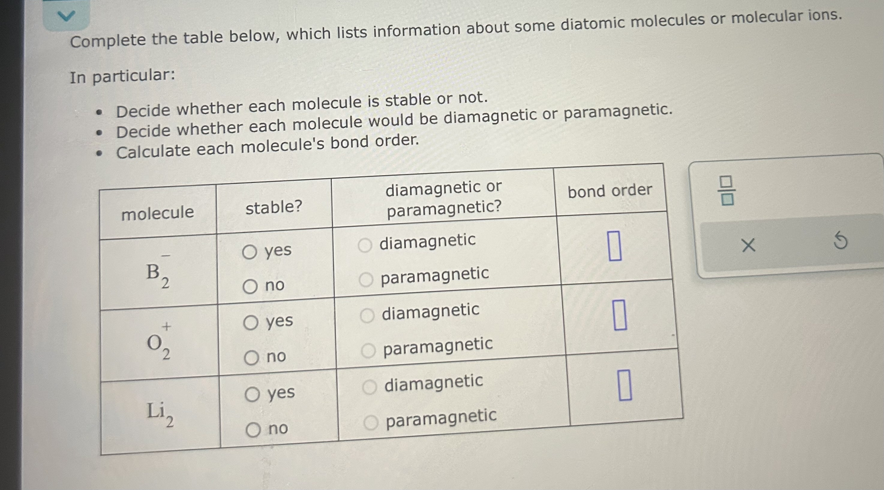 Solved Complete the table below, which lists information | Chegg.com