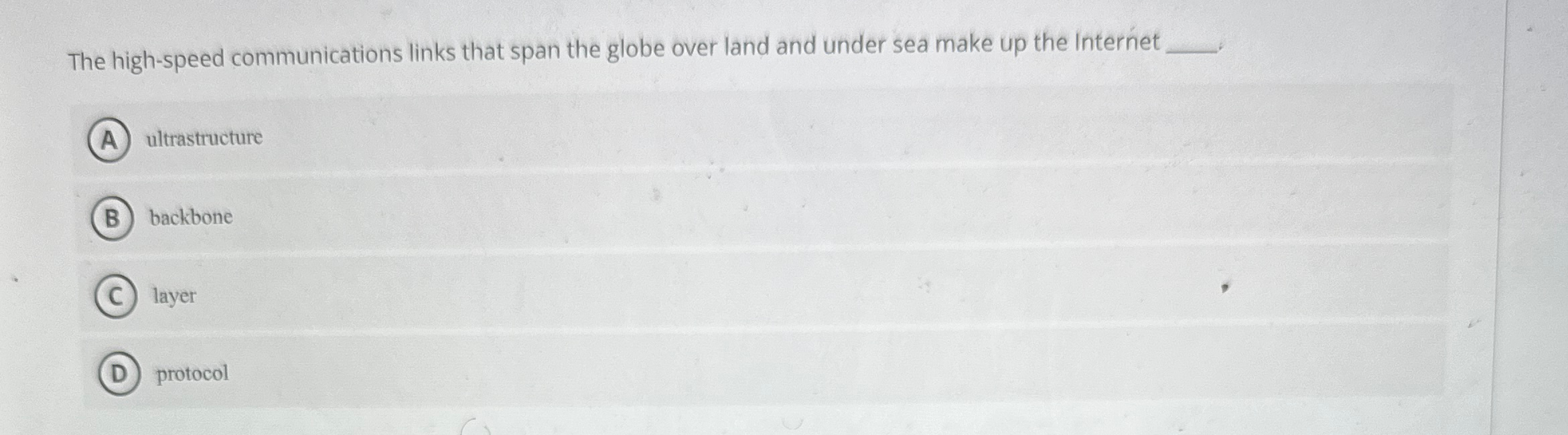 Solved The high-speed communications links that span the | Chegg.com
