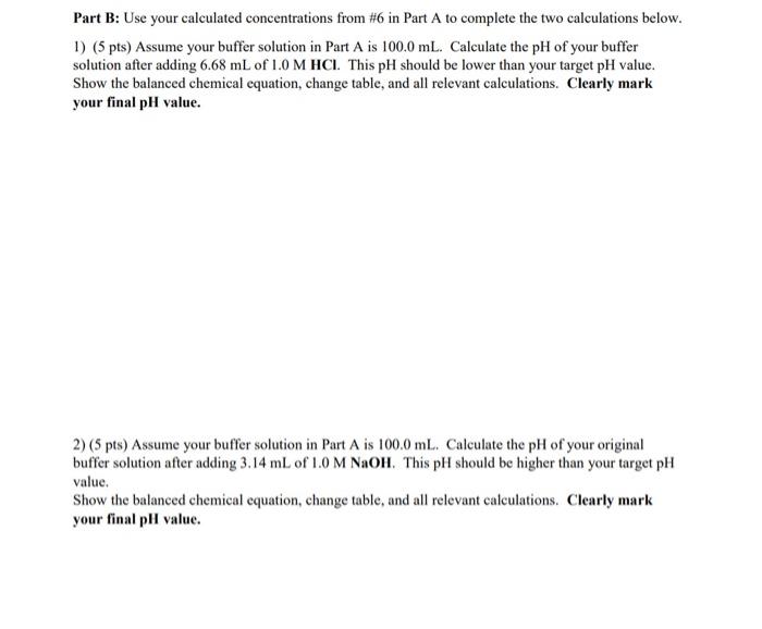 Solved Part A: Preparing buffer solutions. Choose one of the | Chegg.com