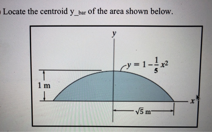 Solved Locate the centroid y_bar of the area shown below. y | Chegg.com
