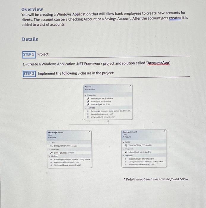 Solved Overview You will be creating a Windows Application | Chegg.com