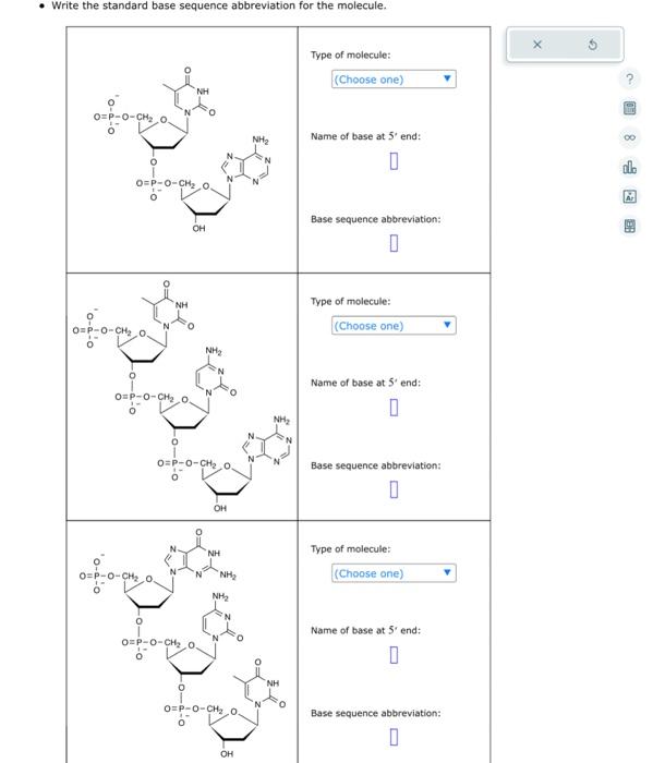 Solved - Write the standard base sequence abbreviation for | Chegg.com