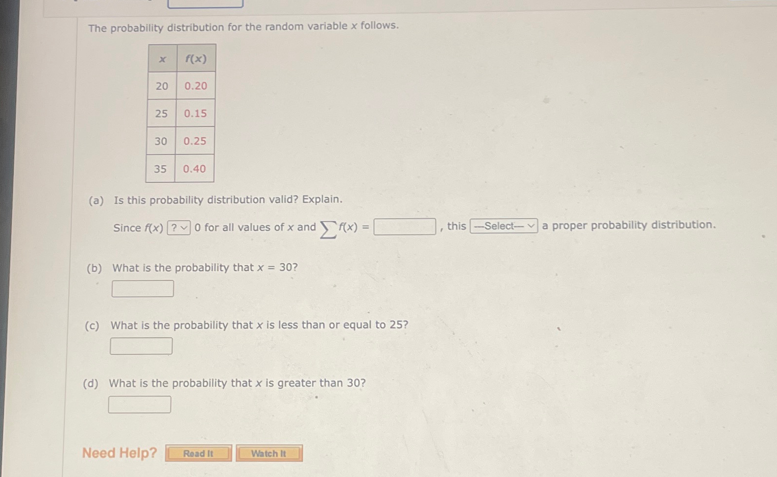 The probability distribution for the random variable | Chegg.com