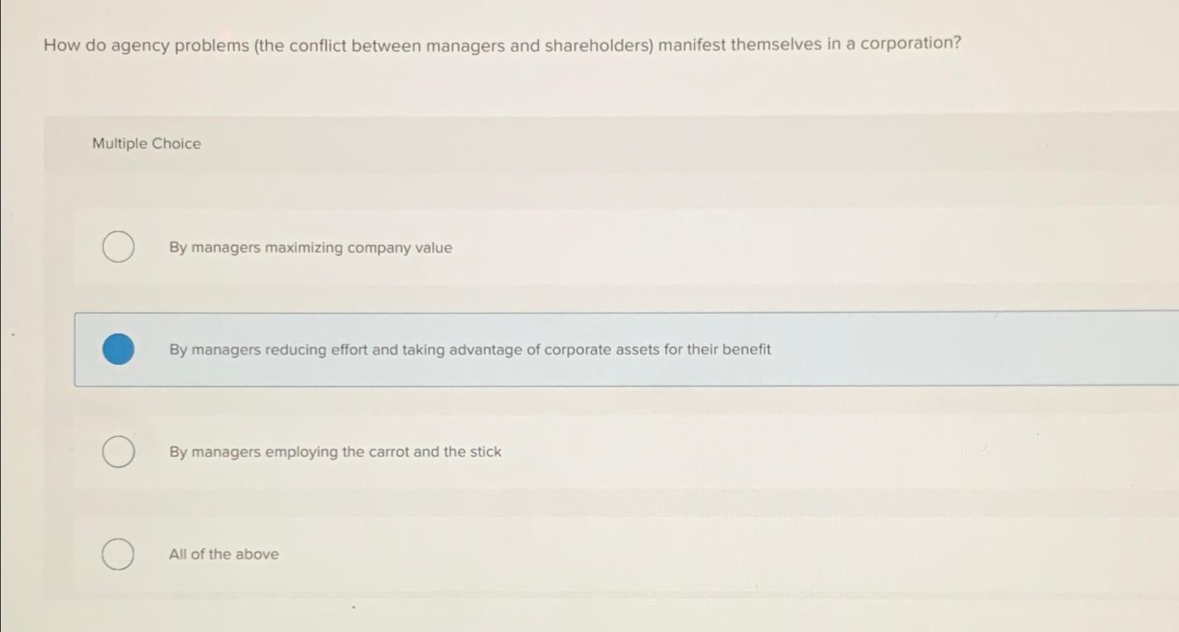 Solved How do agency problems (the conflict between managers | Chegg.com