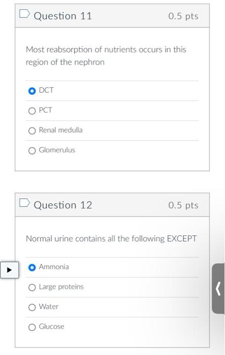 Solved Most reabsorption of nutrients occurs in this region | Chegg.com