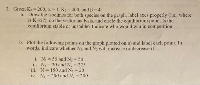 3. Given K1 = 200, a = 1, K2 = 400, and B = 4: a. | Chegg.com