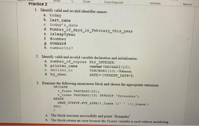 Solved cope Example DECLARE V customer VARCHAR2(50) - | Chegg.com