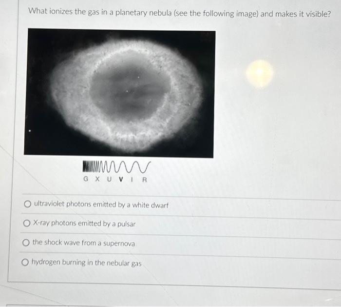 Solved What ionizes the gas in a planetary nebula (see the | Chegg.com