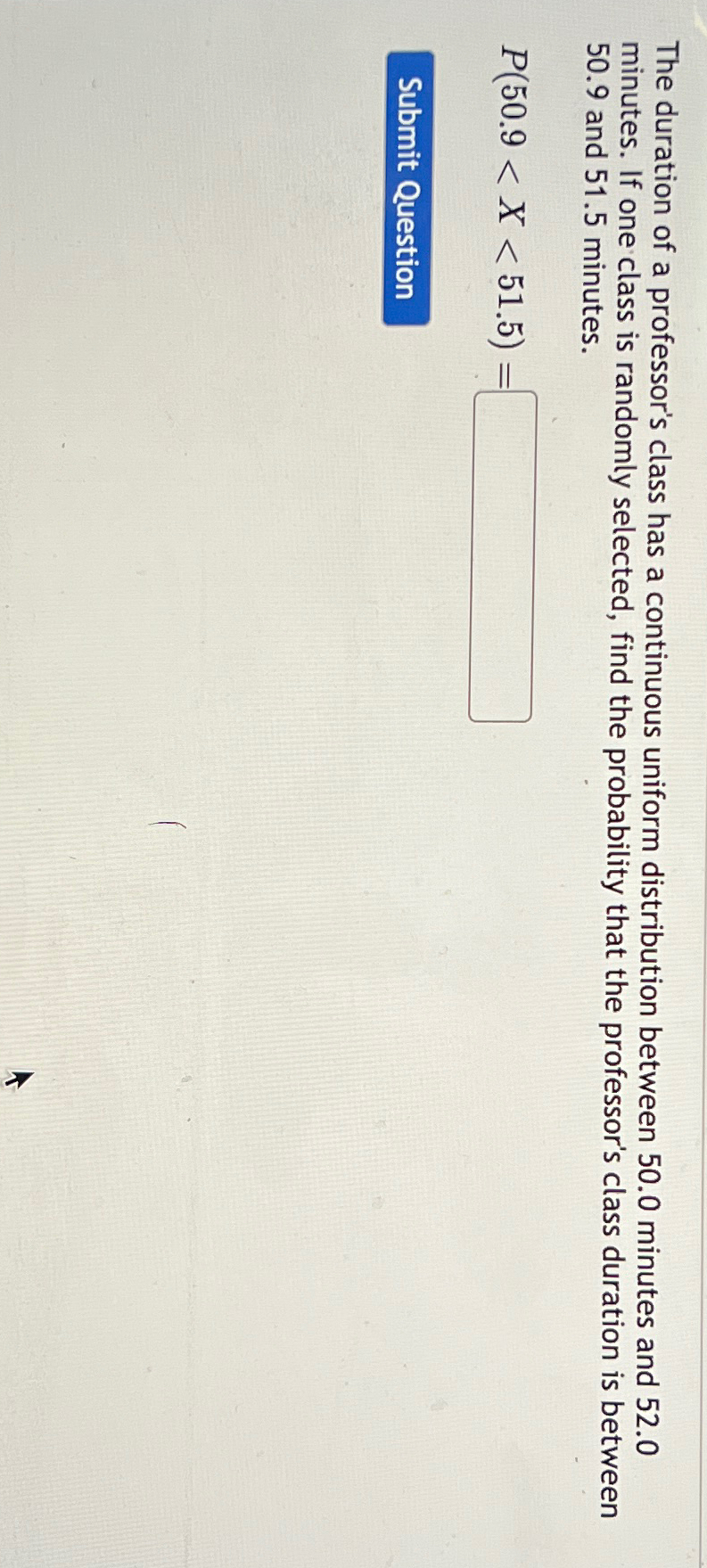 Solved The duration of a professor's class has a continuous | Chegg.com