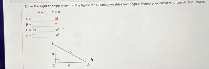 Solved Solve the right triangle shown in the figure for all | Chegg.com