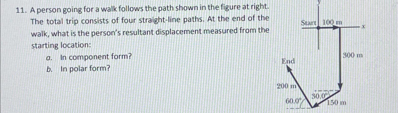 Solved A person going for a walk follows the path shown in | Chegg.com