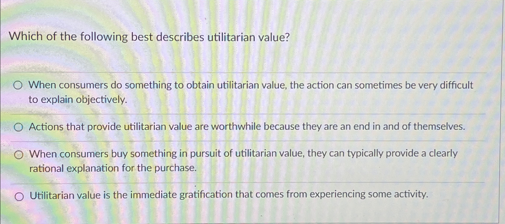 Solved Which of the following best describes utilitarian | Chegg.com