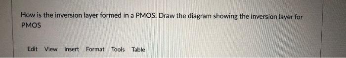 Solved How is the inversion layer formed in a PMOS. Draw the | Chegg.com