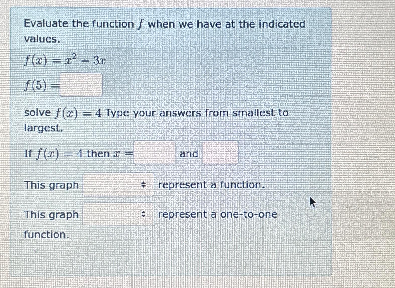 Solved Evaluate the function f when we have at the indicated | Chegg.com
