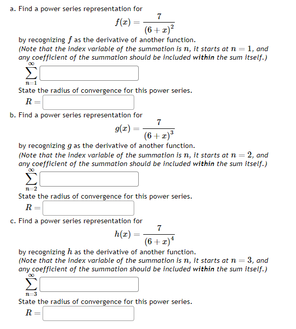 Solved a. ﻿Find a power series representation | Chegg.com