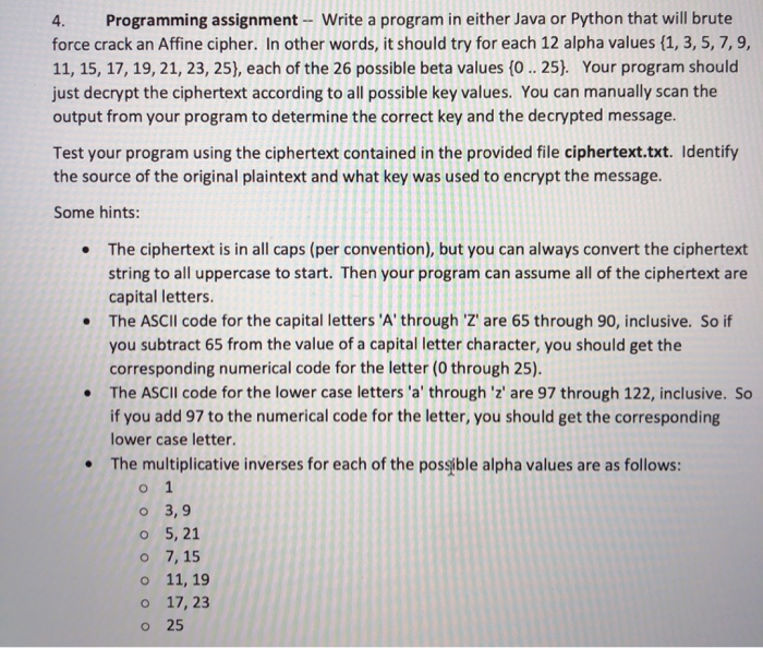 Solved 4. Programming assignment -- Write a program in | Chegg.com