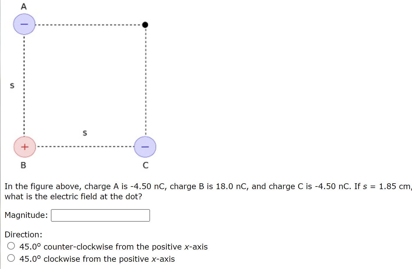 Solved In the figure above, charge A ﻿is -4.50nC, ﻿charge B | Chegg.com