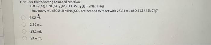 Solved Consider the following balanced reaction: | Chegg.com