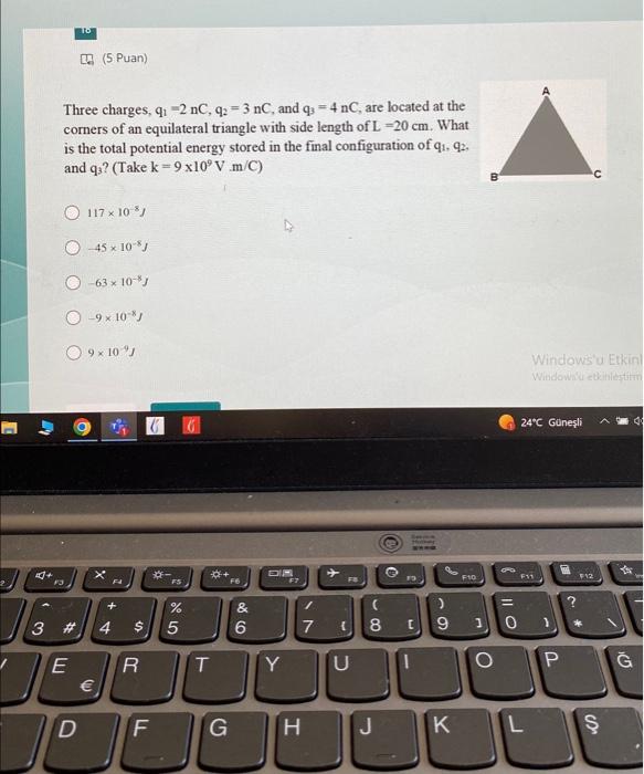 Solved Three charges, q1=2nC,q2=3nC, and q3=4nC, are located | Chegg.com