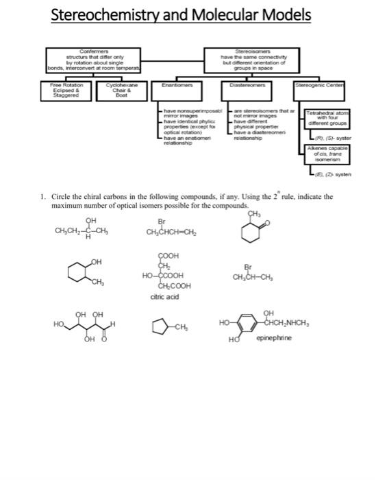 Solved Stereochemistry and Molecular Models Confermer | Chegg.com