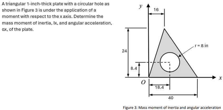 Solved A triangular 1-inch-thick plate with a circular hole | Chegg.com