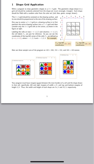 Solved 1 Shape Grid Application Write a program to draw | Chegg.com