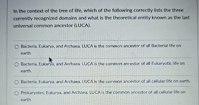 Solved In the context of the tree of life, which of the | Chegg.com