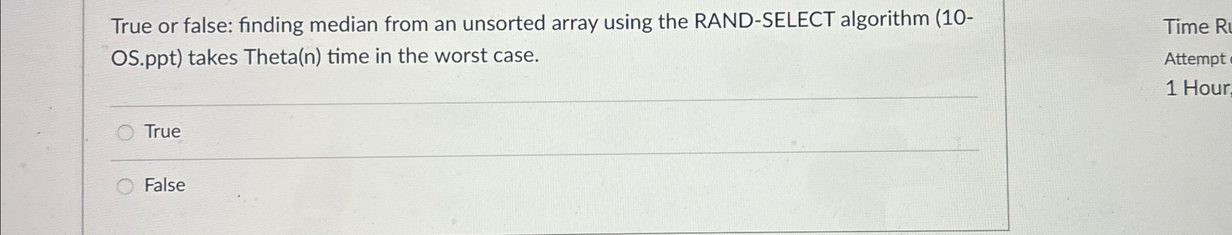 Solved True or false: finding median from an unsorted array | Chegg.com