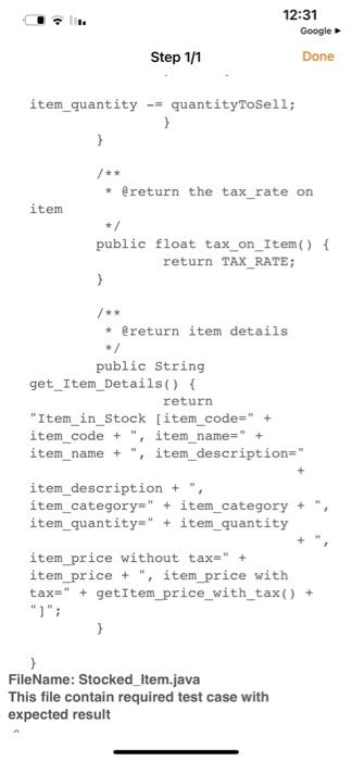 Solved Step 1/1 - FileName: fiem in_Stock.javaStep 1/1 | Chegg.com