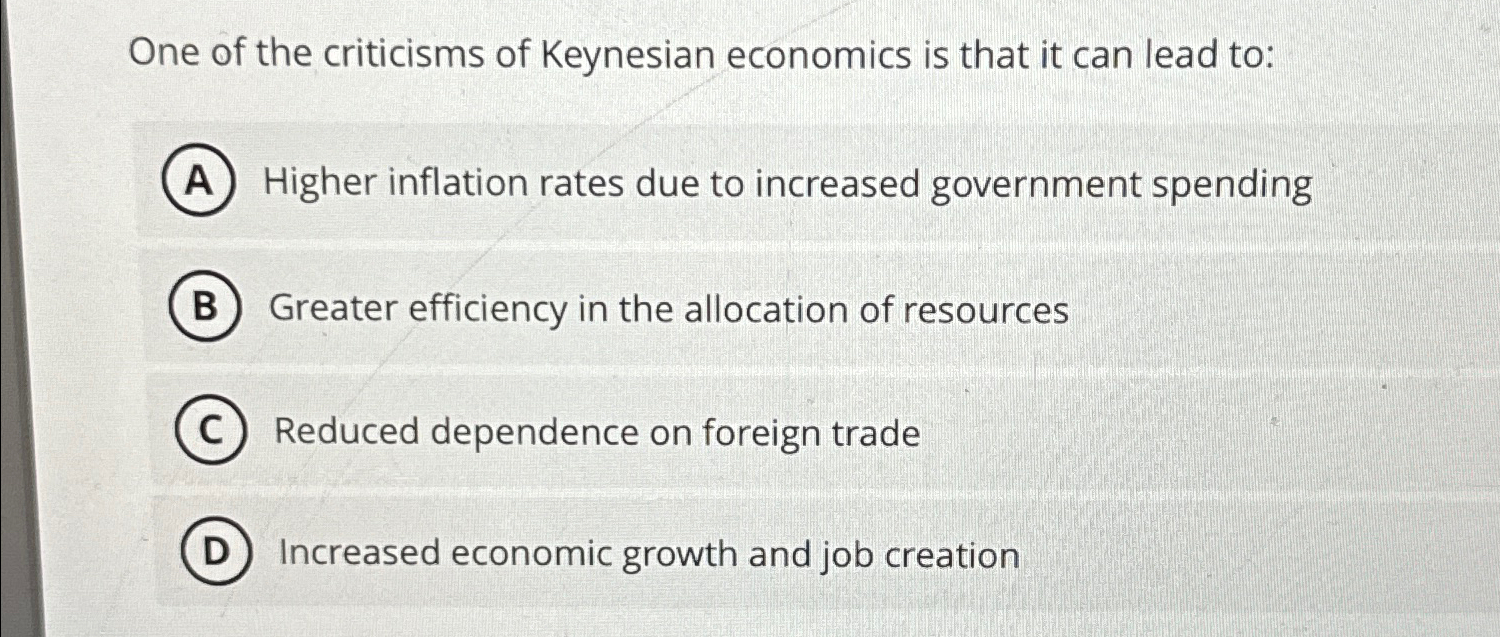 Solved One of the criticisms of Keynesian economics is that | Chegg.com