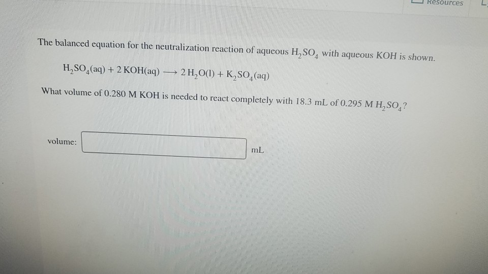 Solved Resources L The balanced equation for the | Chegg.com