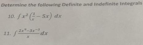 Solved Determine the following Definite and Indefinite | Chegg.com